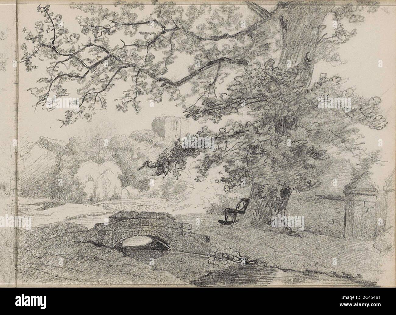 Oak at Malling Abbey. Leaf 23 Recto from a sketchbook with 52 sheets ...