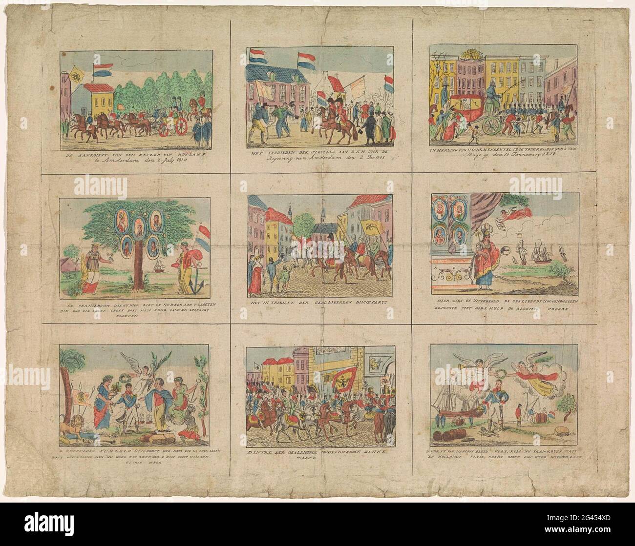 Leaf with 9 performances of historical events in the 1813-1814. Leaf ...