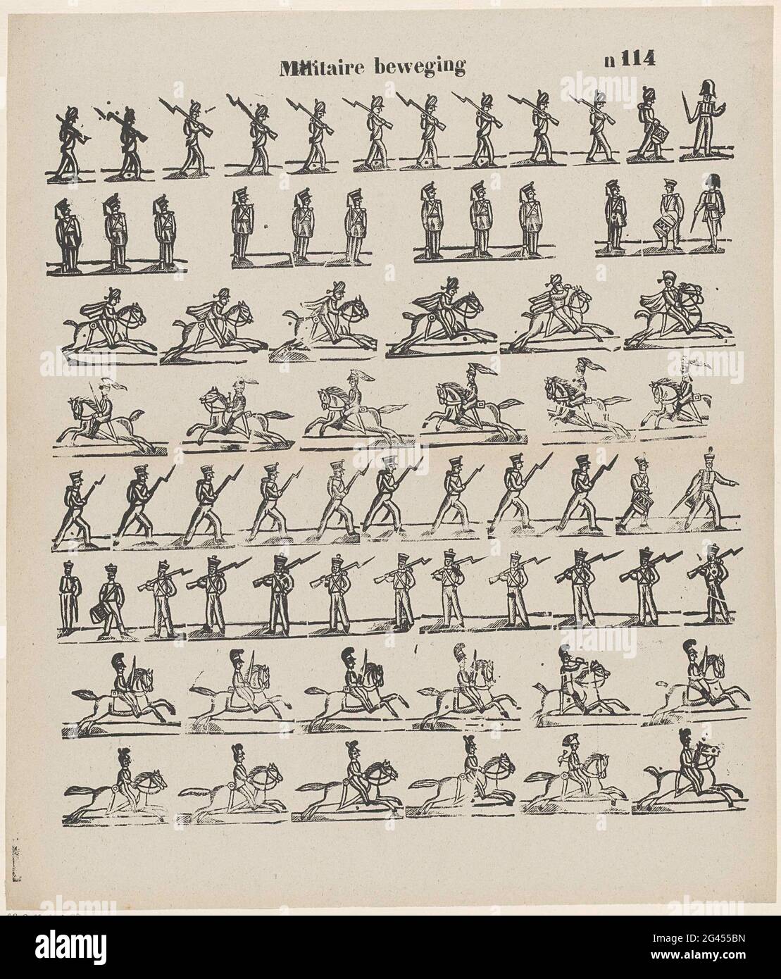 Military movement. Leaf with 8 horizontal rows with a total of 71 ...