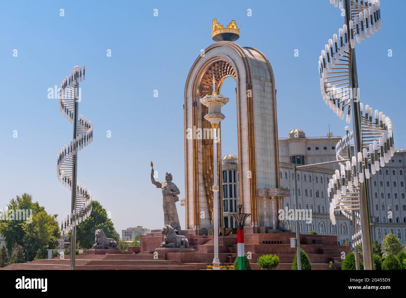 The Central Square In The Capital Of Tajikistan Dushanbe The Statue