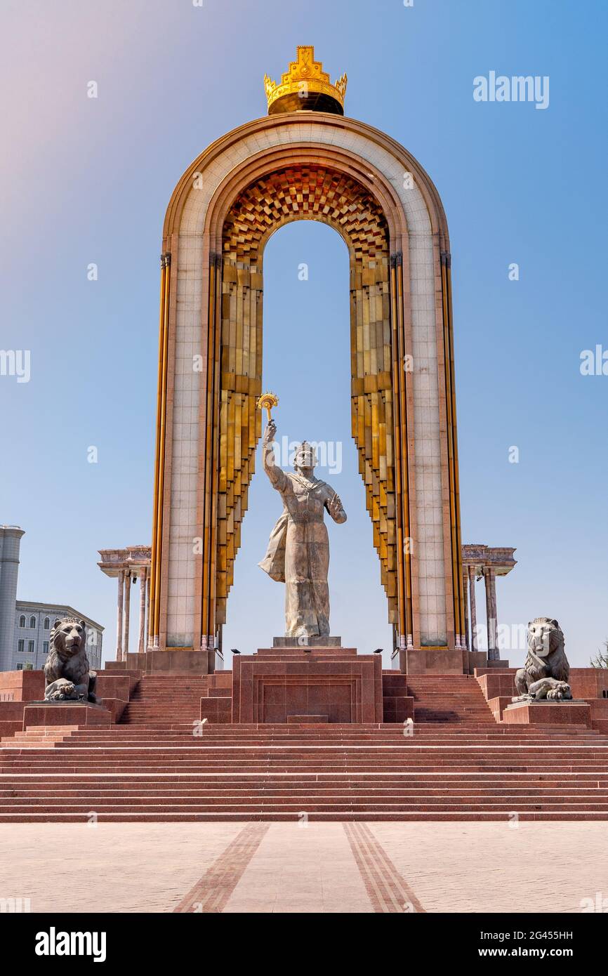 The Central Square In The Capital Of Tajikistan Dushanbe The Statue