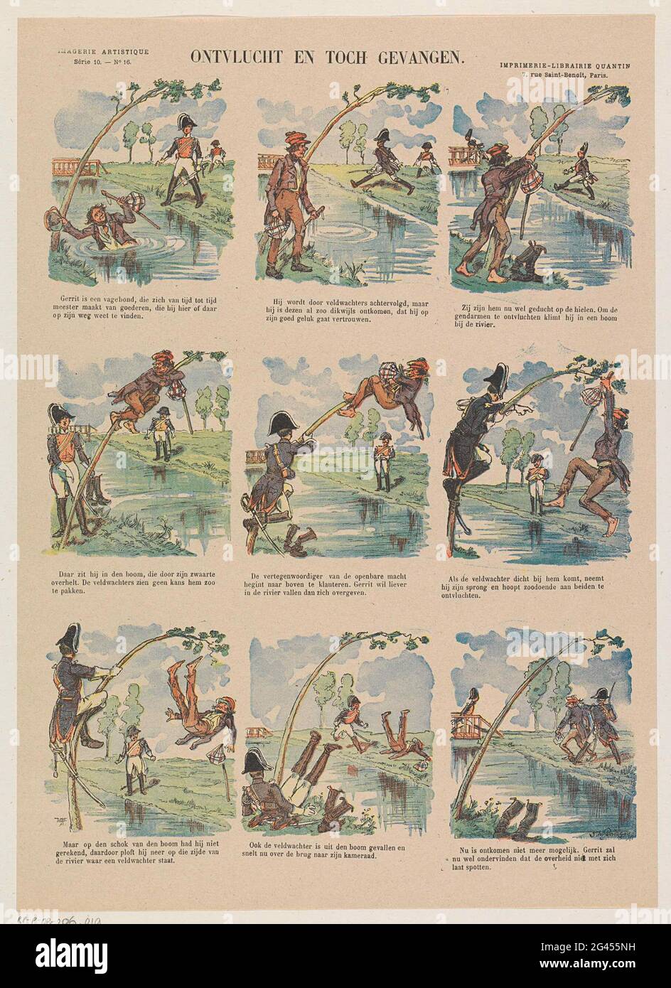 Fled and nevertheless; Imagerie Artistique / Série 10. Leaf with 9 shows of wanderer Gerrit ...