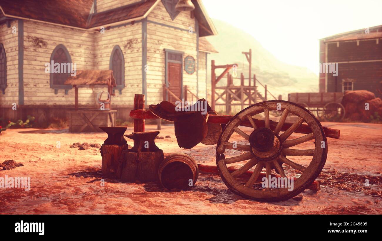 Old American wild western style town Stock Photo - Alamy