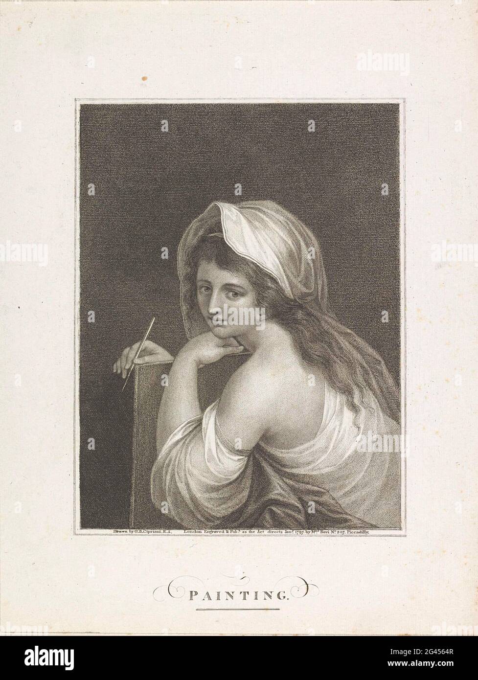 Personification of painting; Painting. A young woman looking over her ...