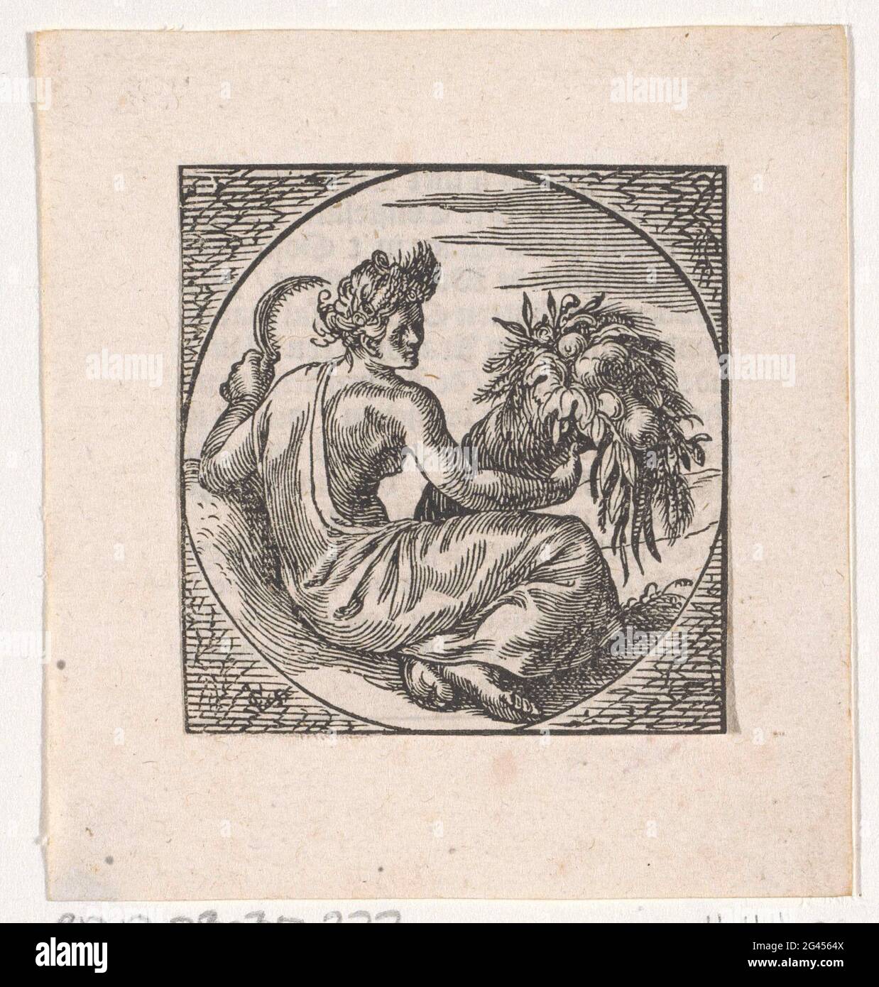 Summer; Four Seasons. Ceres with the cornucopia in a circular frame ...