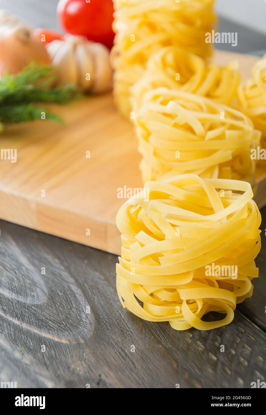 dry pasta spaghetti with ingredient Stock Photo - Alamy