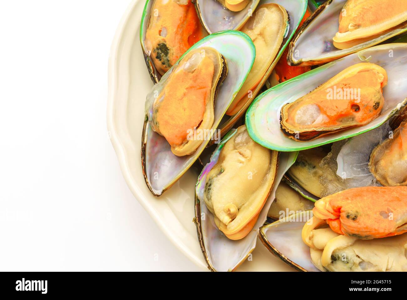 Fresh mussel on white background Stock Photo - Alamy