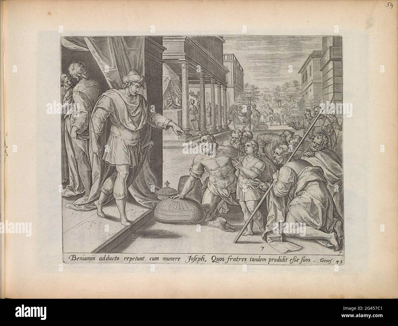 Joseph's brothers with Benjamin for Joseph; History of Joseph; Theatrum ...