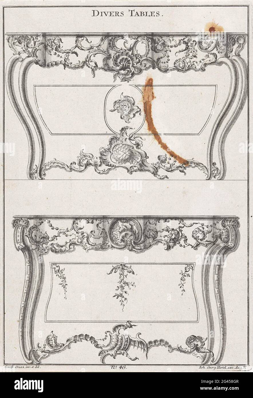 Two wall tables with openwork rules; Wall table designs; Diverse tables ...