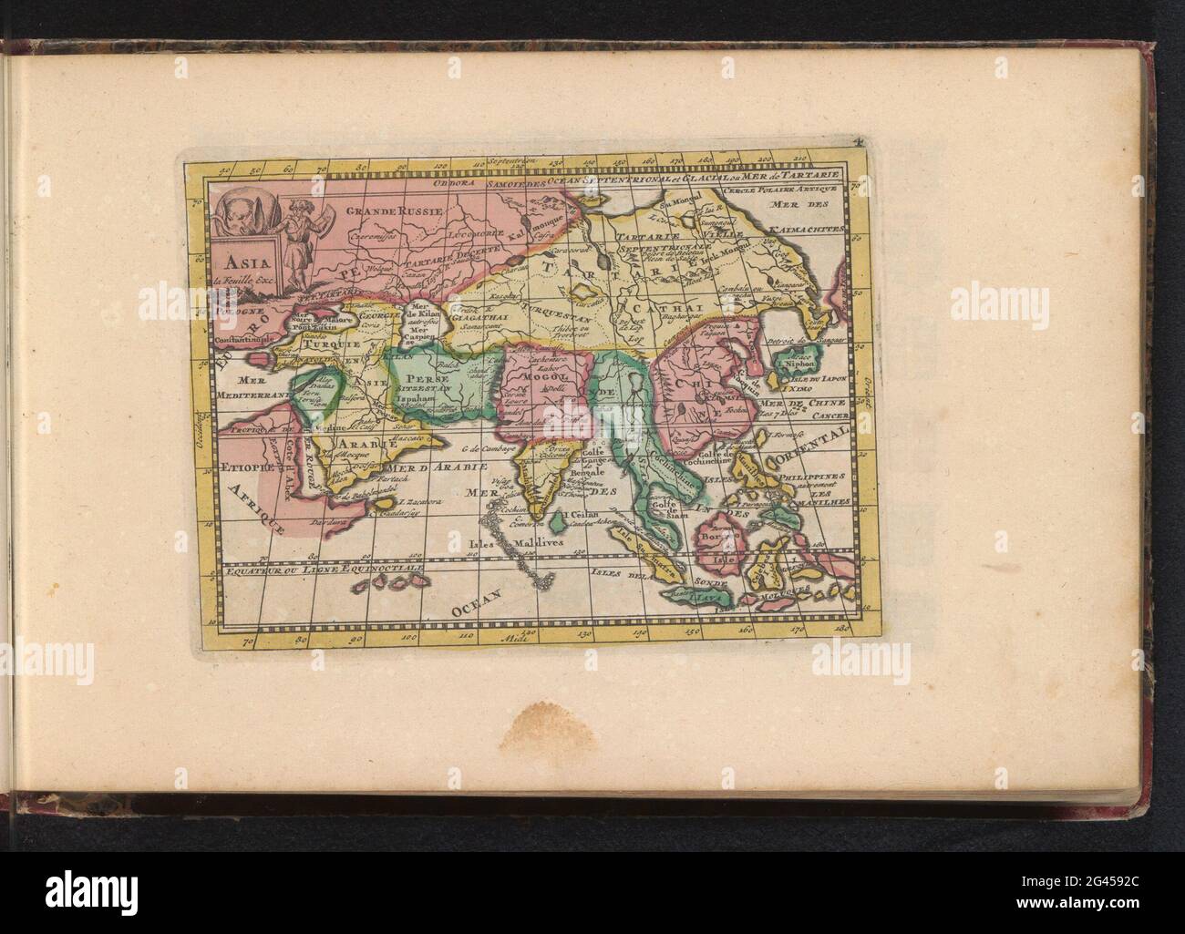 Asia map; Asia. Asia map, top left a vignette with a warrior with an ...