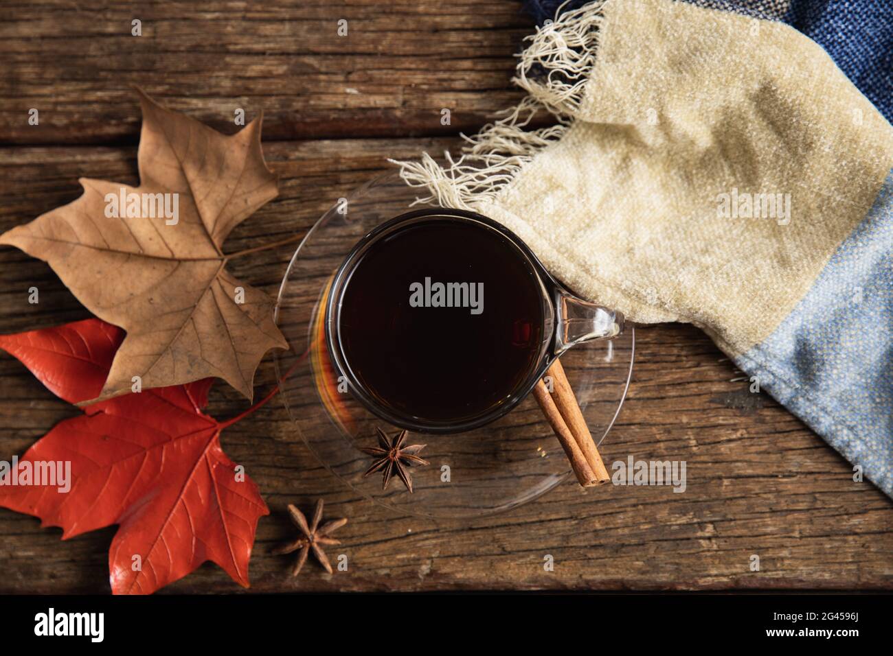 Autumn flat lay with coffee cup Stock Photo - Alamy