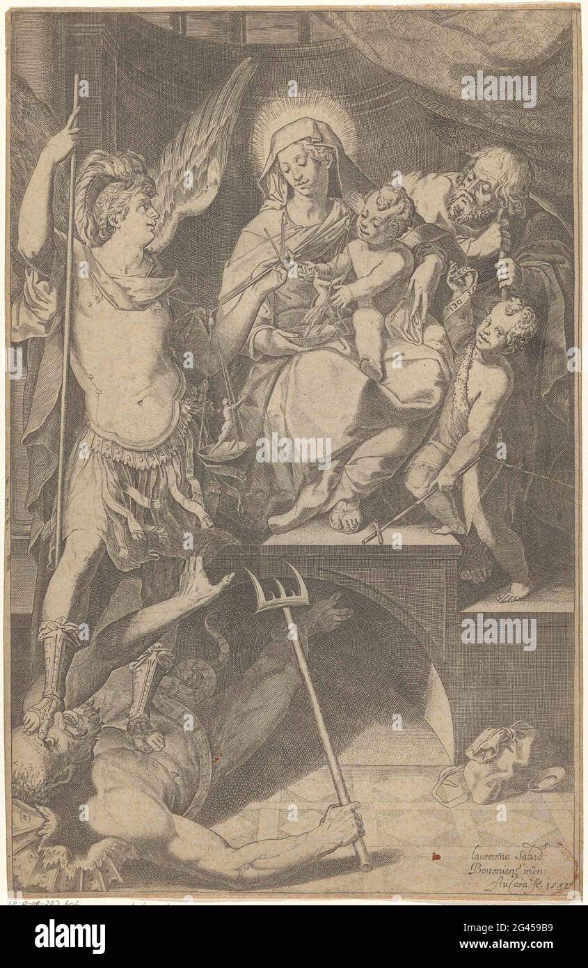 Holy family with the Archangel Michael and the young John the Baptist ...