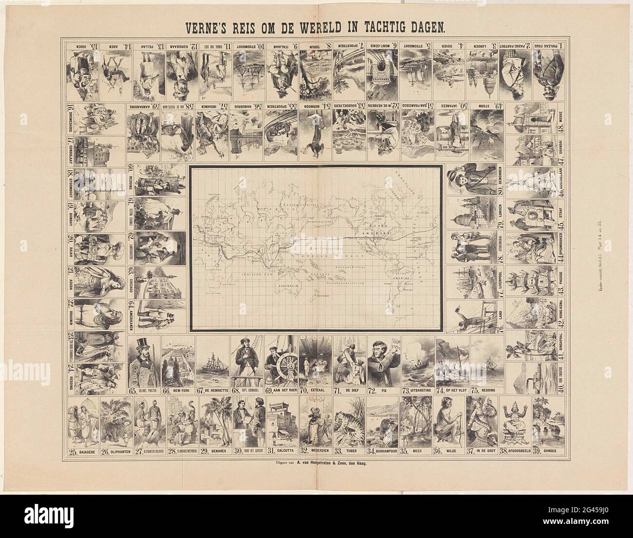Verne's journey around the world in eighty days. Board game with 80 ...