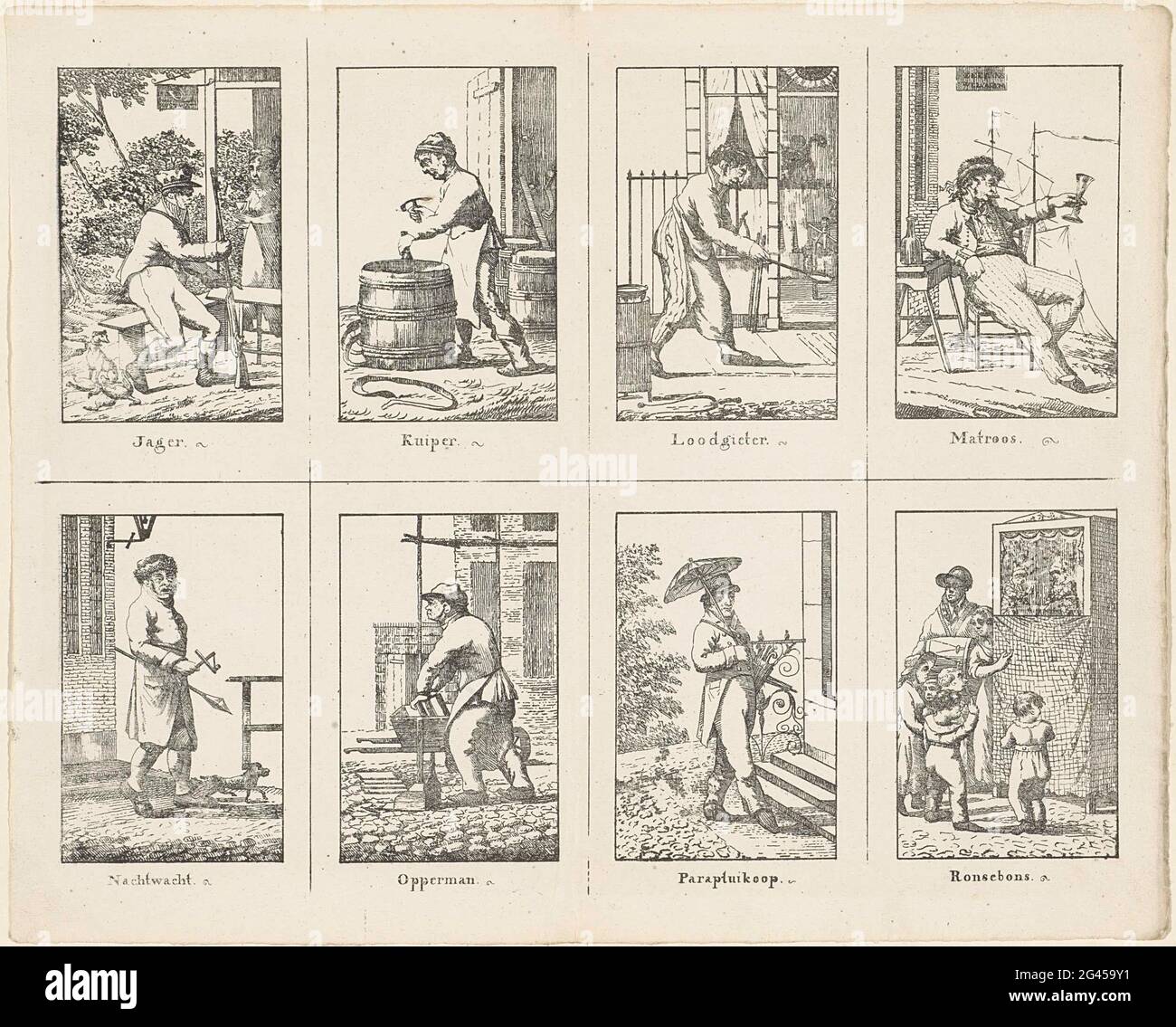 Professions alphabet. Sheet with 8 representations of the letters of ...