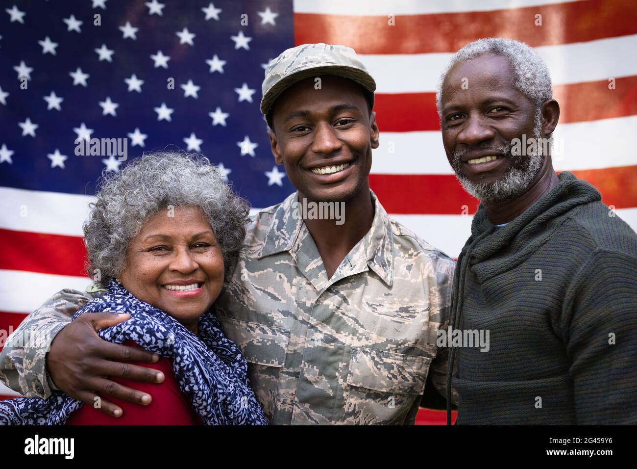 Portrait of soldier with family Stock Photo - Alamy
