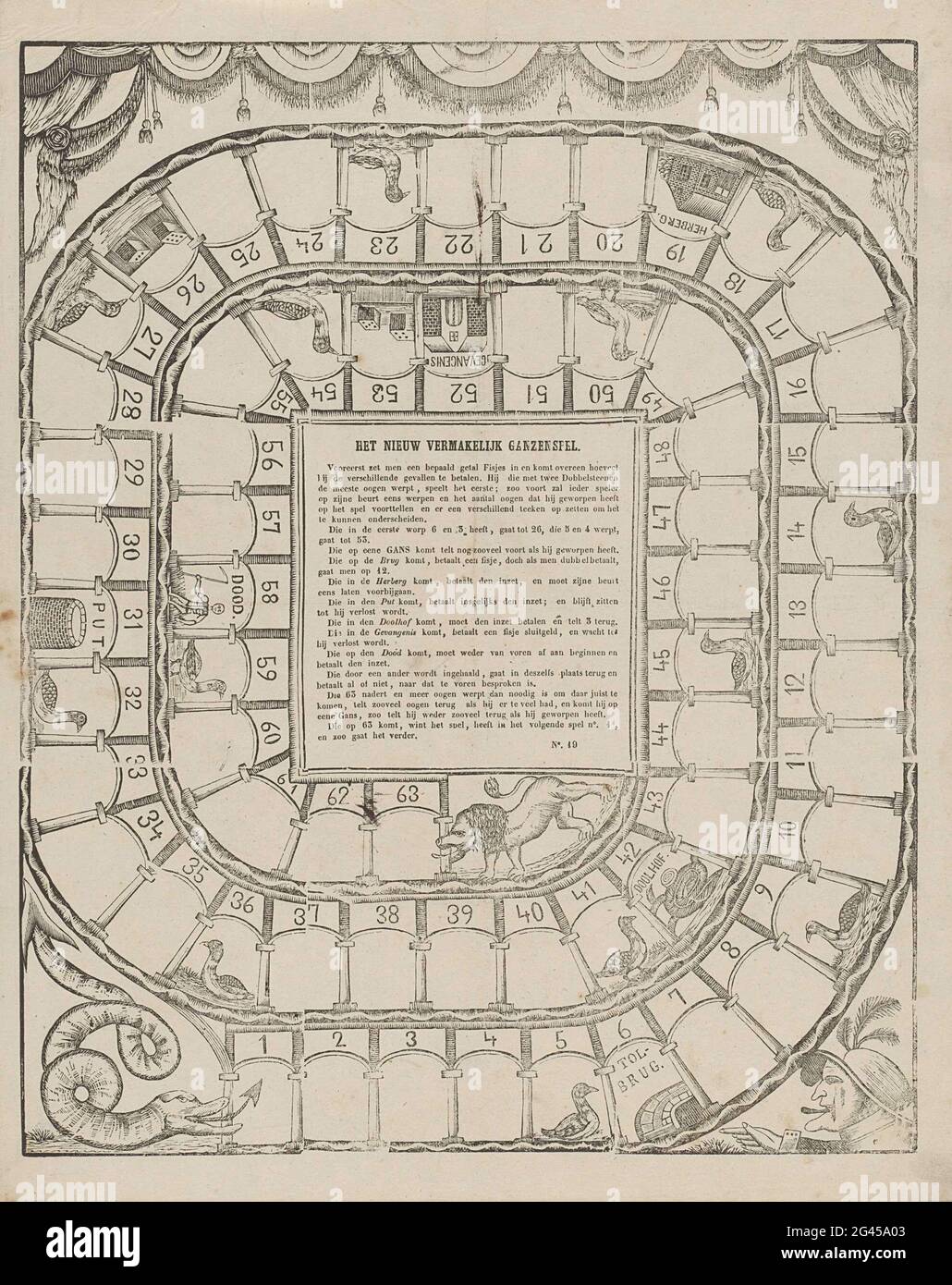 The new entertaining goose game. A rectangular goose board game with ...