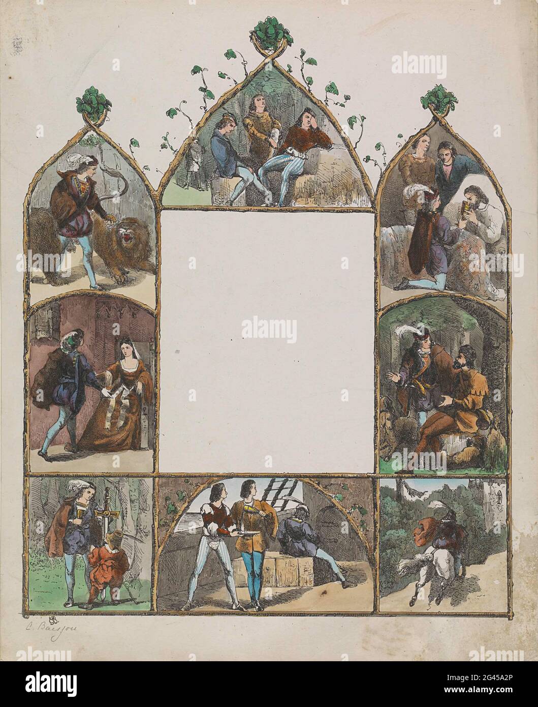 Greeting letter with a story about a prince and a princess. Greeting ...