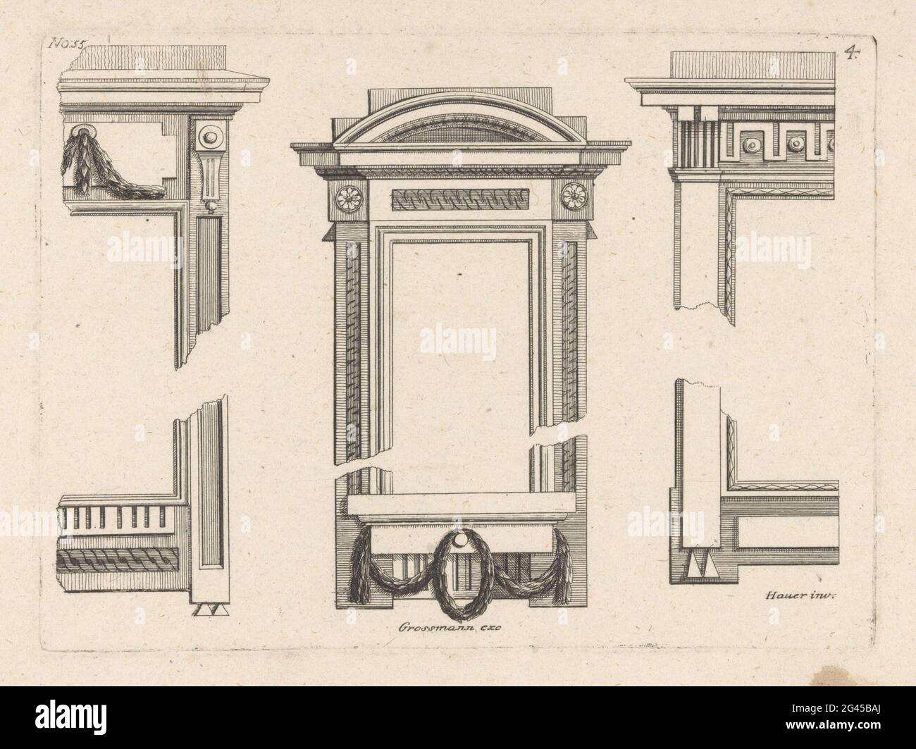 Three picture frames. Designs for three ornamented picture frames with ...