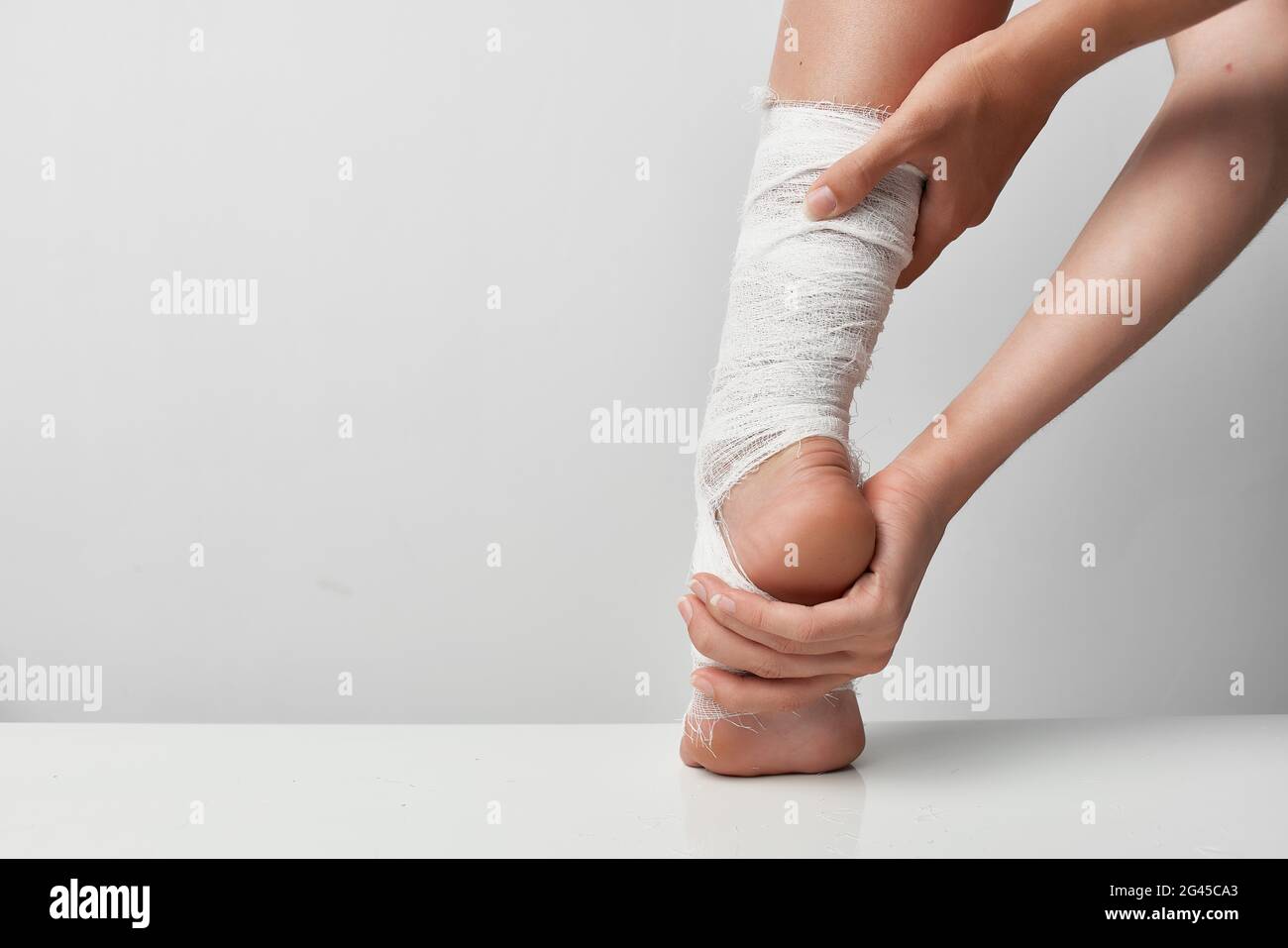 bandaged leg health problems health injury Stock Photo - Alamy