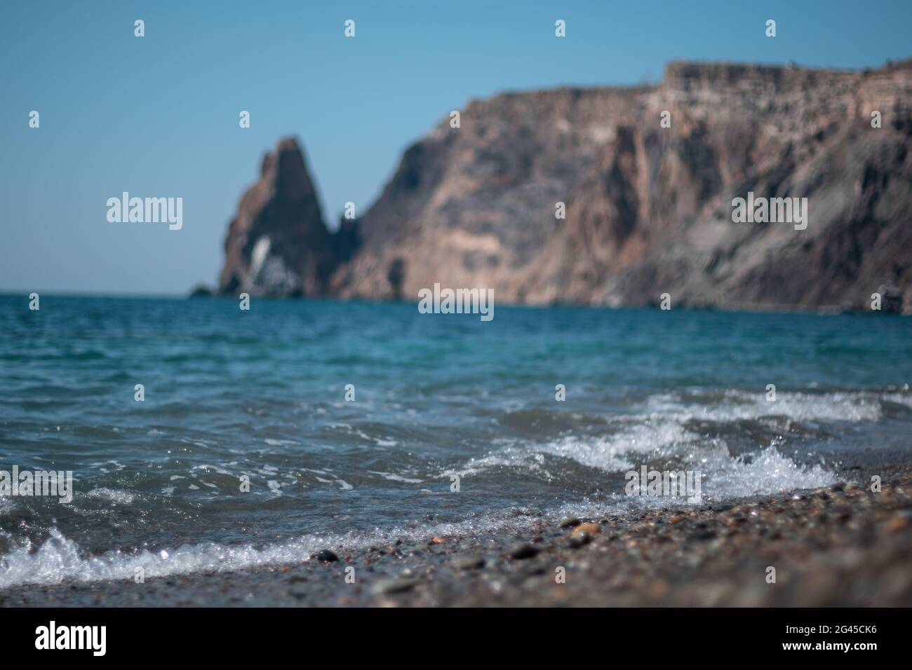 Abstract nature summer ocean sunset sea background. Small waves on ...