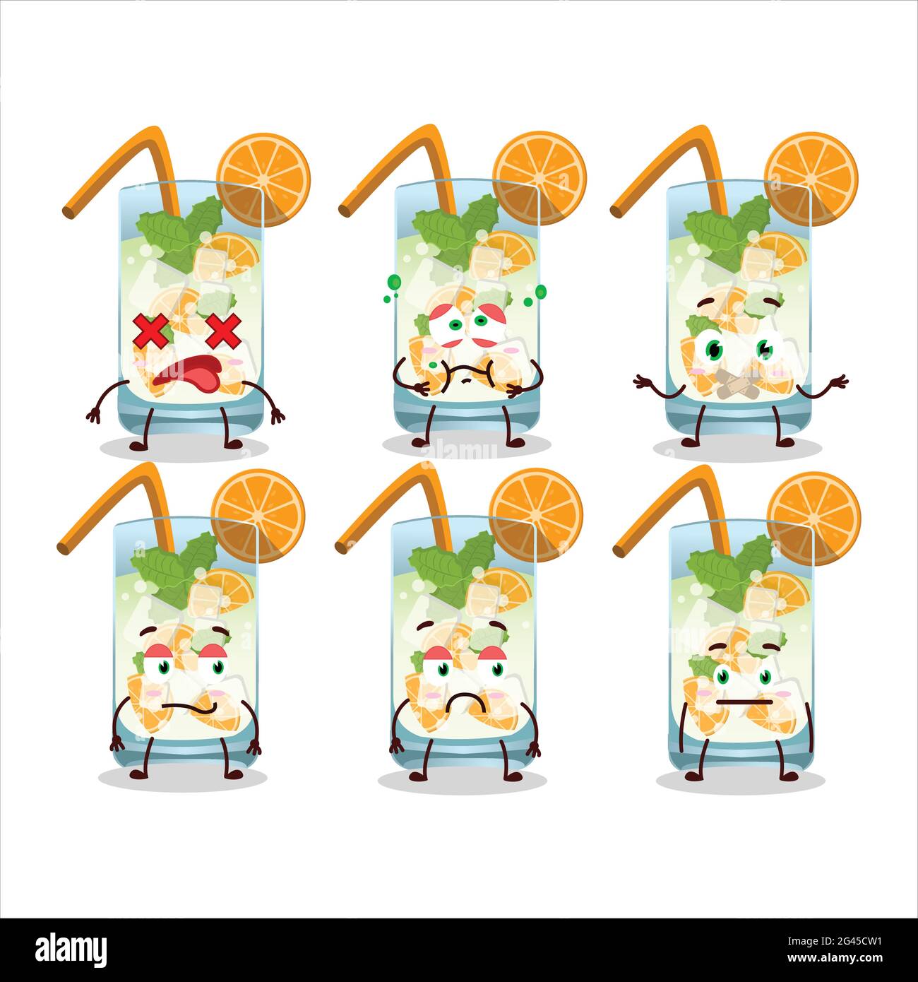 Orange mojito cartoon character with nope expression. Vector ...