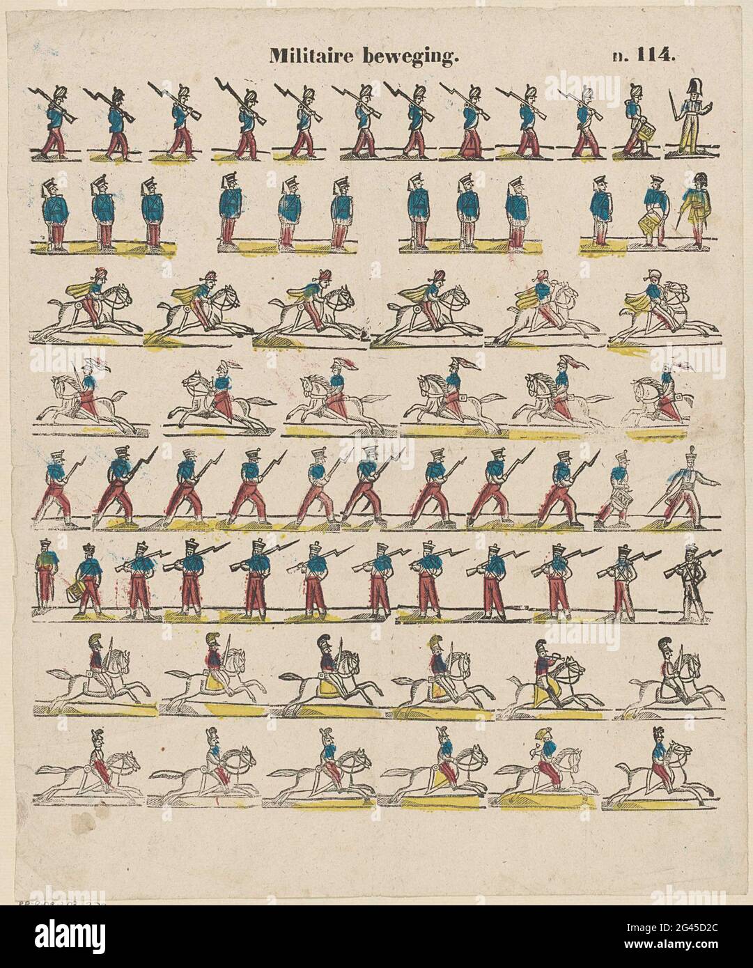 Military movement. Leaf with 8 horizontal rows with a total of 71 ...