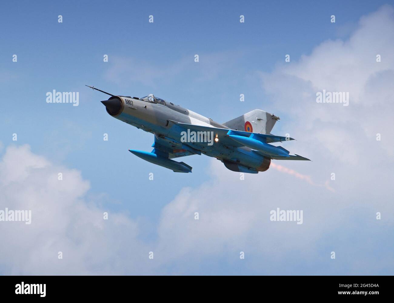 BRAILA, ROMANIA - MAY 26, 2018. MiG-21 Lancer jet at Vadeni Fly-In air ...