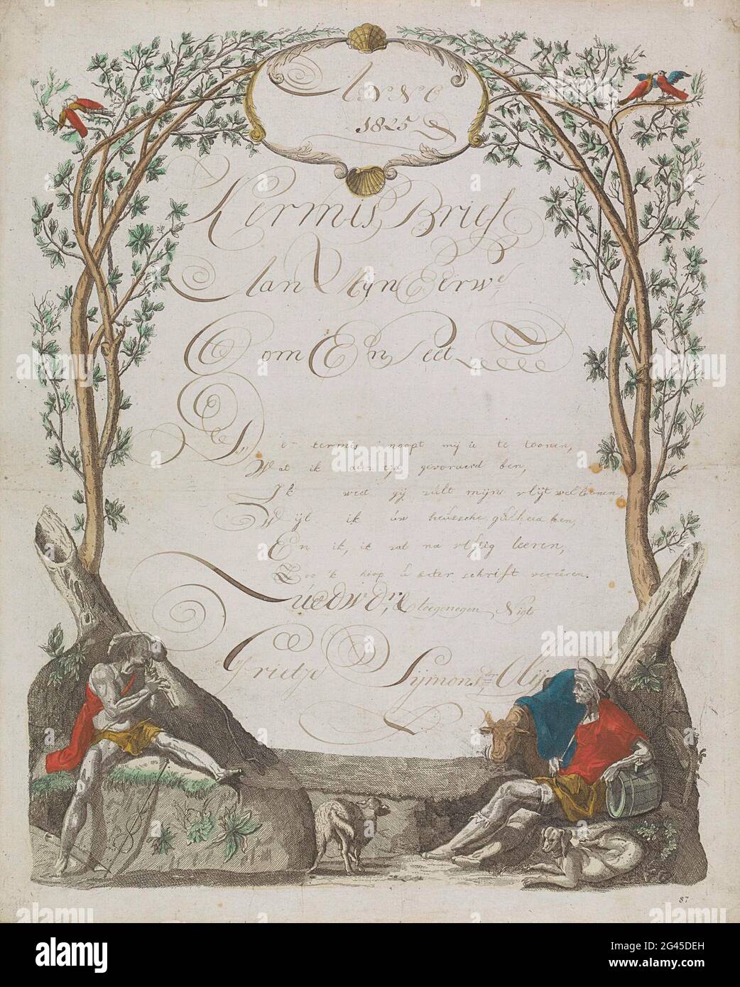 Greeting letter with Mercury and Argus. Greeting letter with described ...