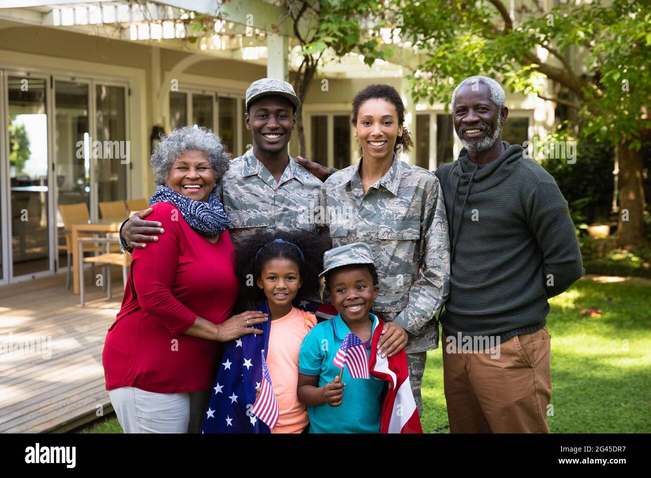 Black family welcoming soldier hi-res stock photography and images - Alamy