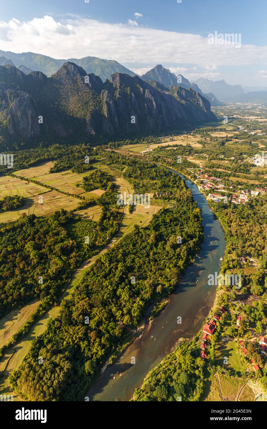 Aerial view of Vang Vieng, Laos Stock Photo - Alamy