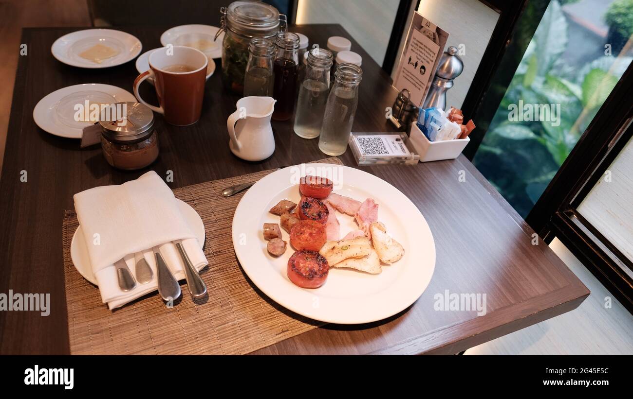 International Breakfast Food Buffet all you can eat smorgasbord table ...