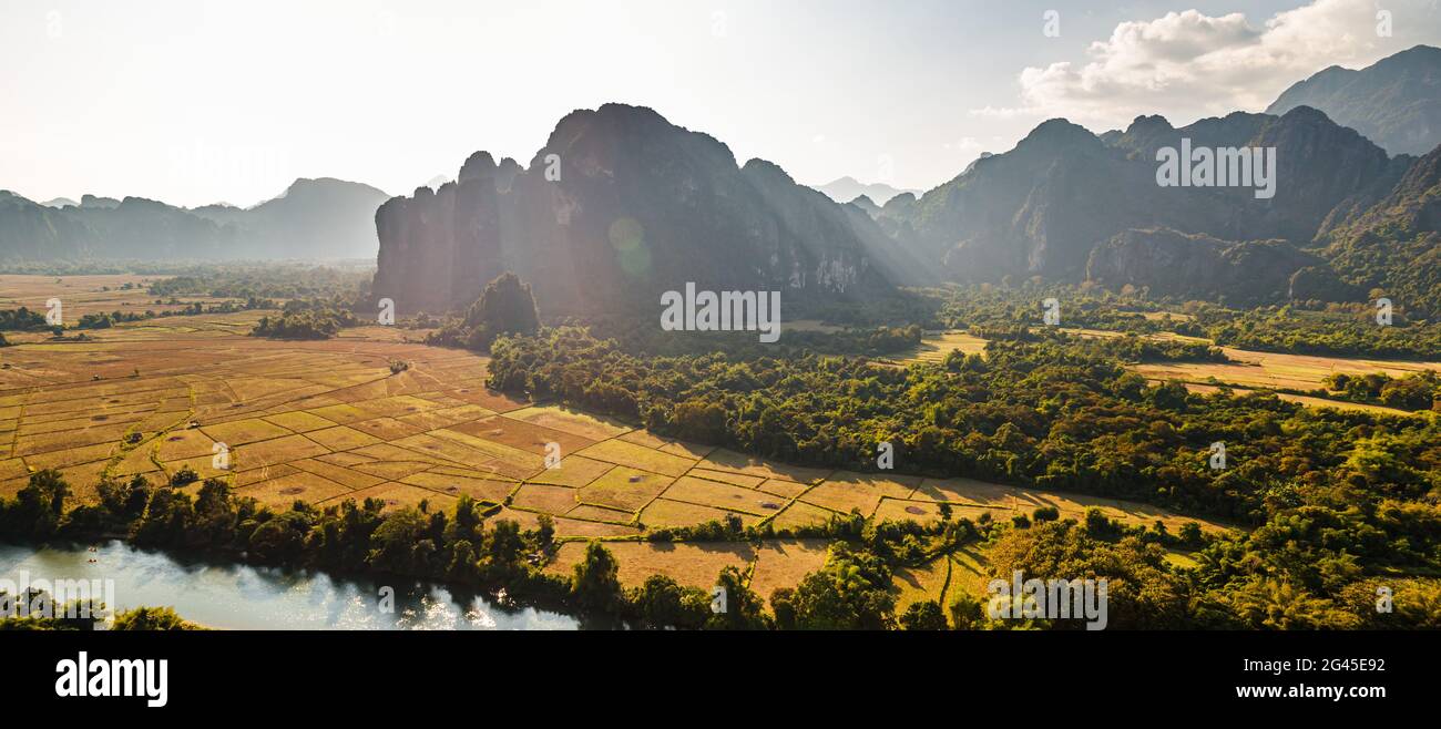 Aerial view of Vang Vieng, Laos Stock Photo - Alamy