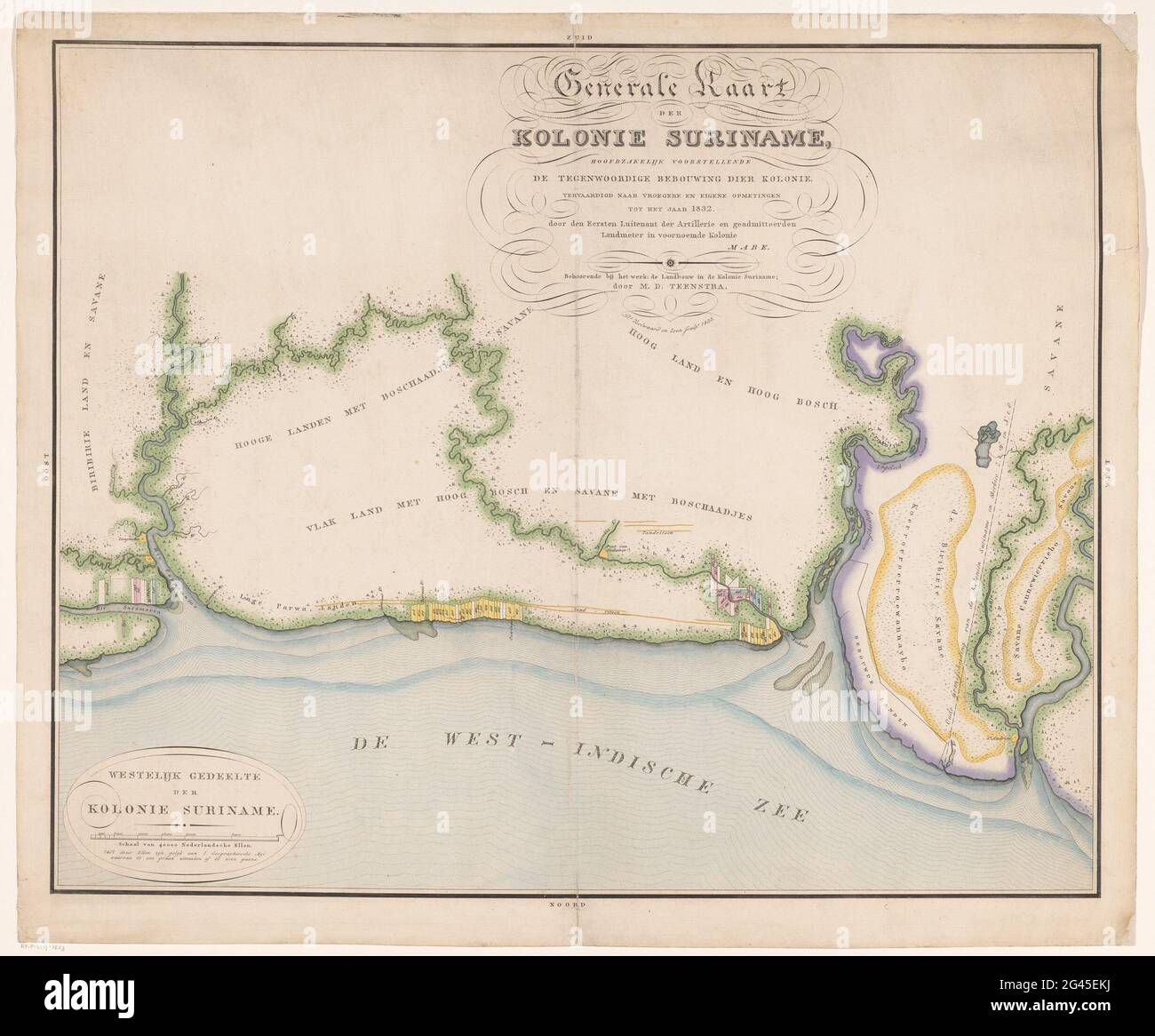 Part of a map of Suriname; General map of the Colony Suriname, mainly ...