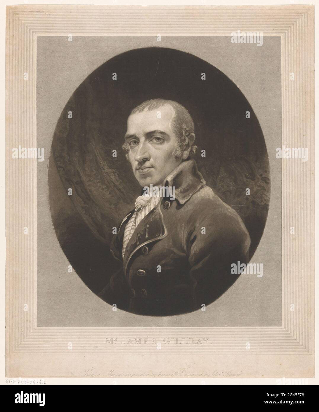 Portrait of Pentmaker James Gillray; Mr. James Gillray. Bust to the ...