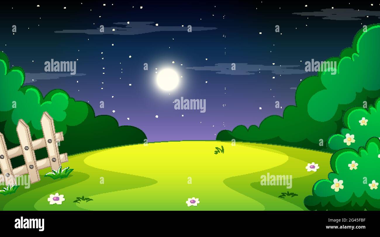Nature forest landscape at night scene illustration Stock Vector Image ...