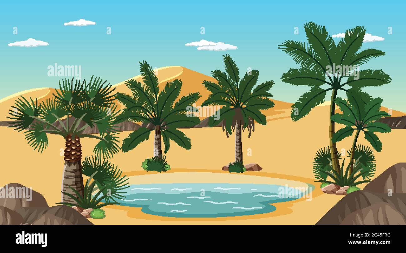 Desert forest landscape at daytime scene illustration Stock Vector ...