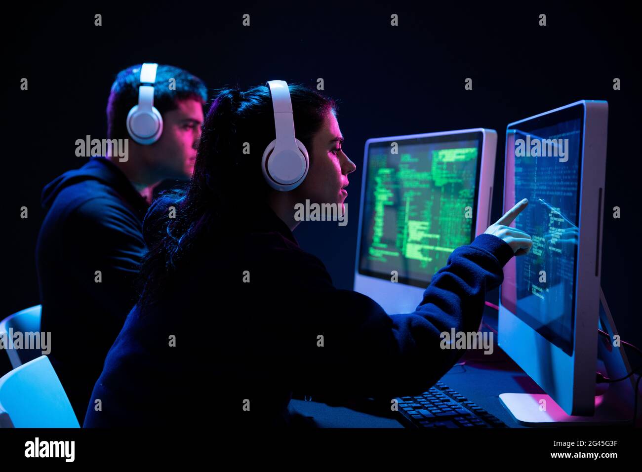 Black background working late hi-res stock photography and images - Alamy