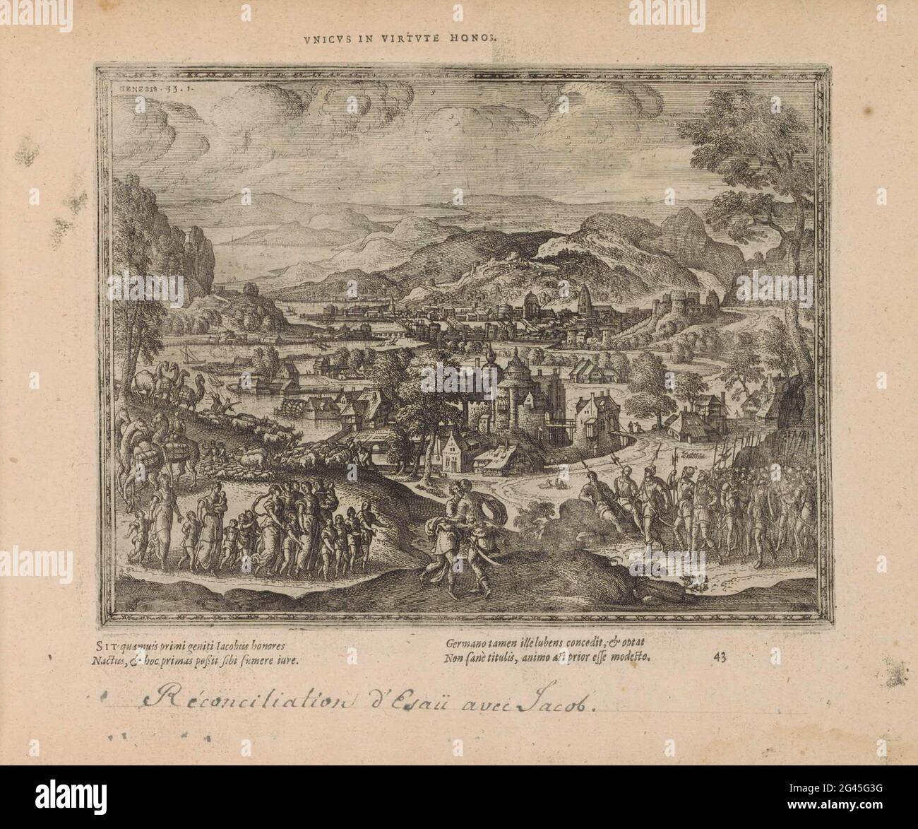 Reconciliation from Jakob and Esau; Unicus in Virtute Honos; Emblemata ...