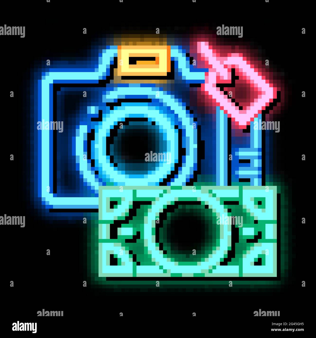 security deposit camera neon glow icon illustration Stock Vector Image ...