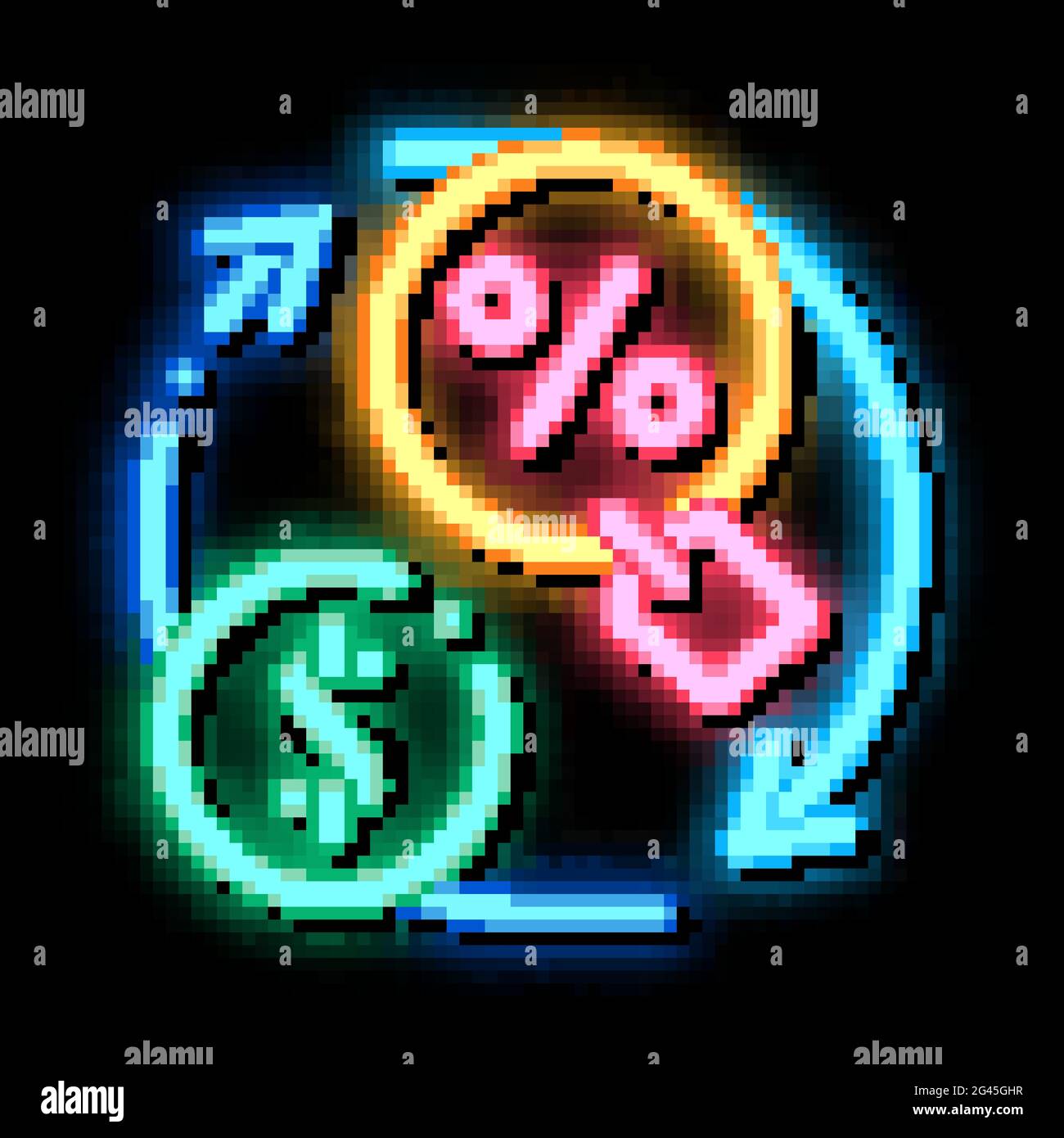 cycle of money and interest neon glow icon illustration Stock Vector ...