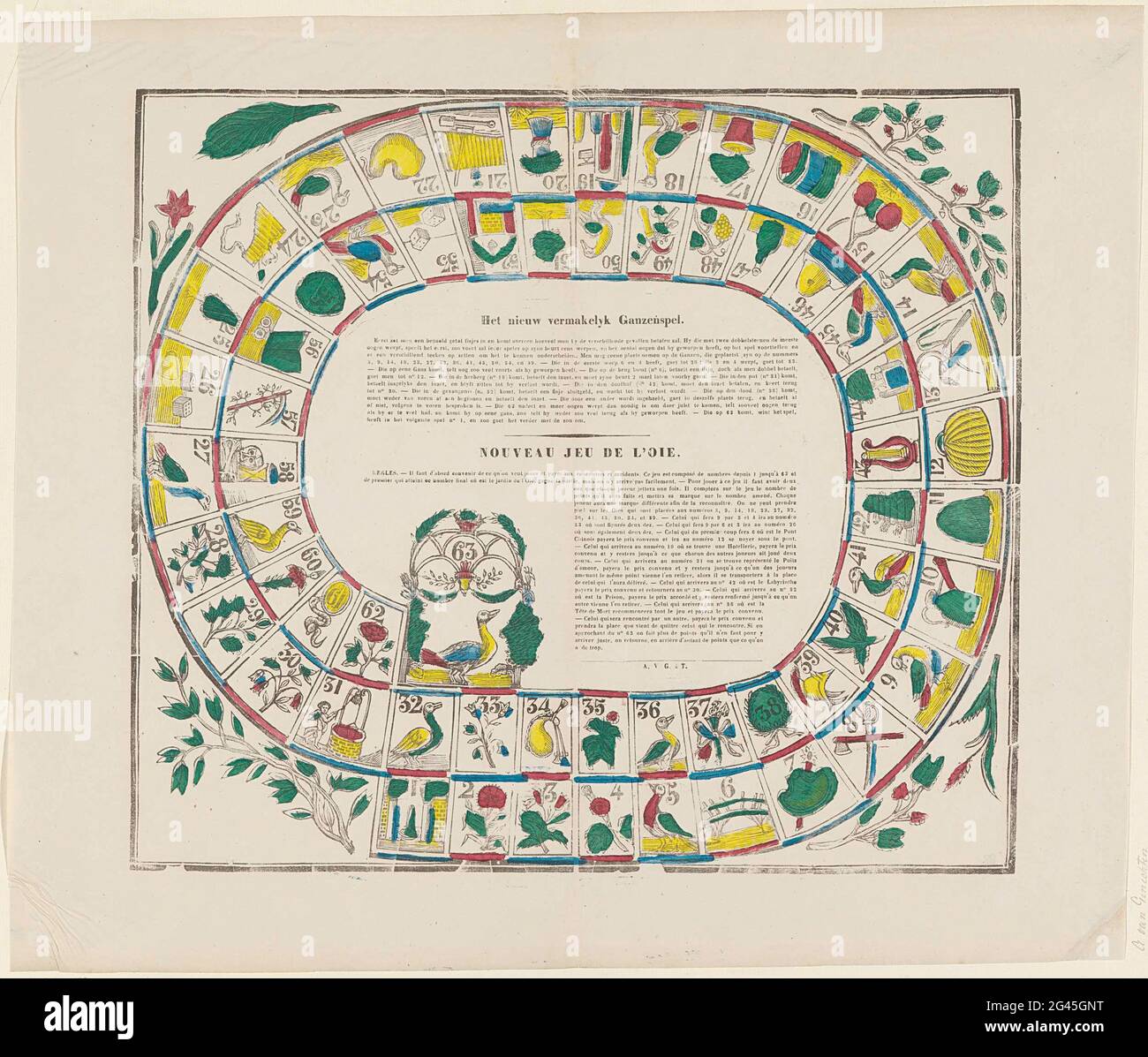 The Nieuw Vermaertyk Geese game / Nouveau Jeu de l'oie. Goose board ...