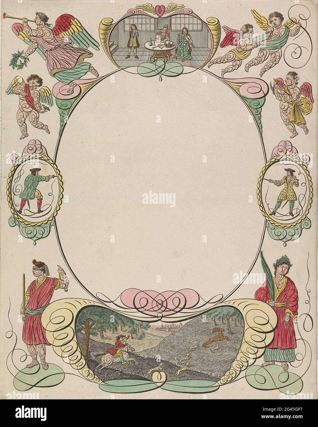 Greeting letter with Neptune. Greeting letter with unwritten cartouche ...