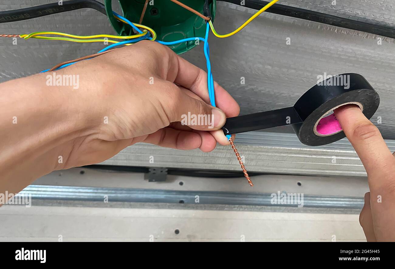 Electrical wiring of the junction box, installation, twisting of the ...
