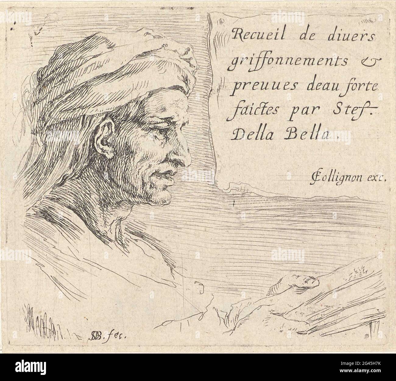 Title print with an old woman with a book in her hands; Collection of ...