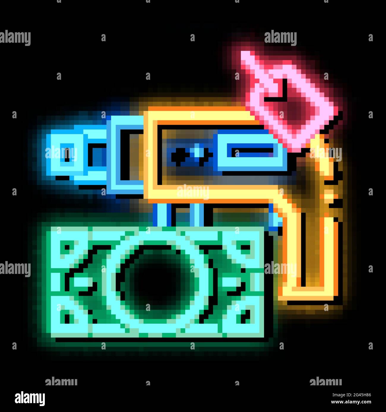 drill tool to pawnshop for money neon glow icon illustration Stock ...