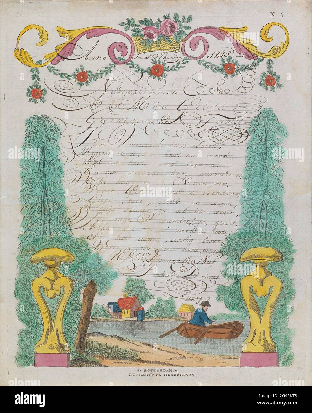 Greeting letter with man in rowing boat. Greeting letter with described ...