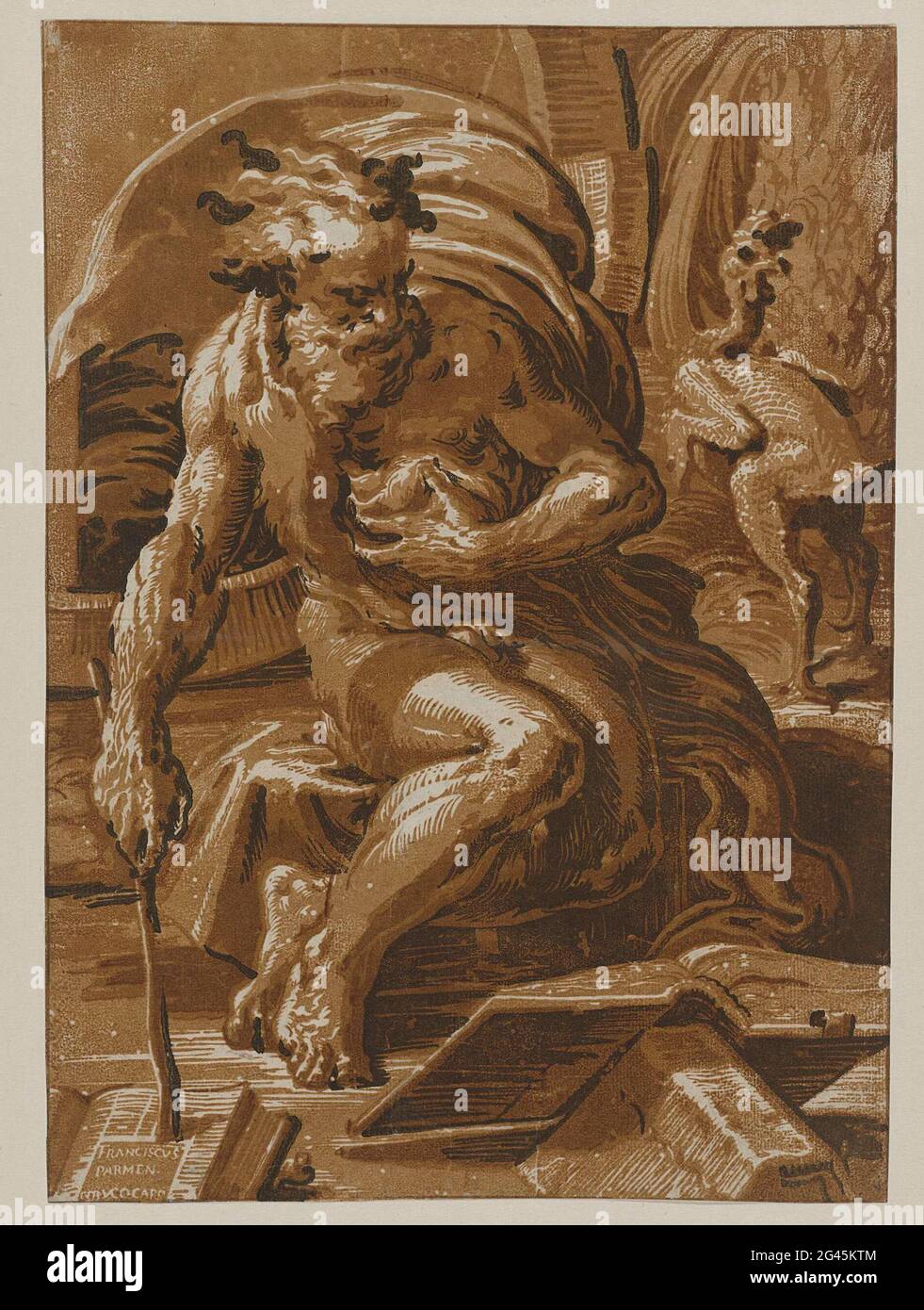Diogenes. The philosopher Diogenes is shown here with a plucked chicken ...