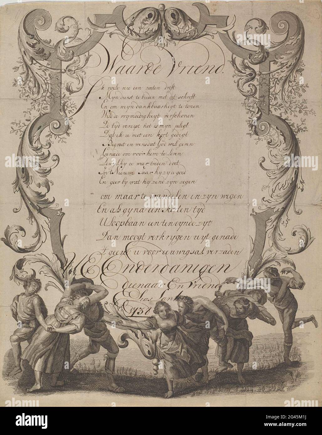 Greeting letter with group of dancing people. Greeting letter with ...