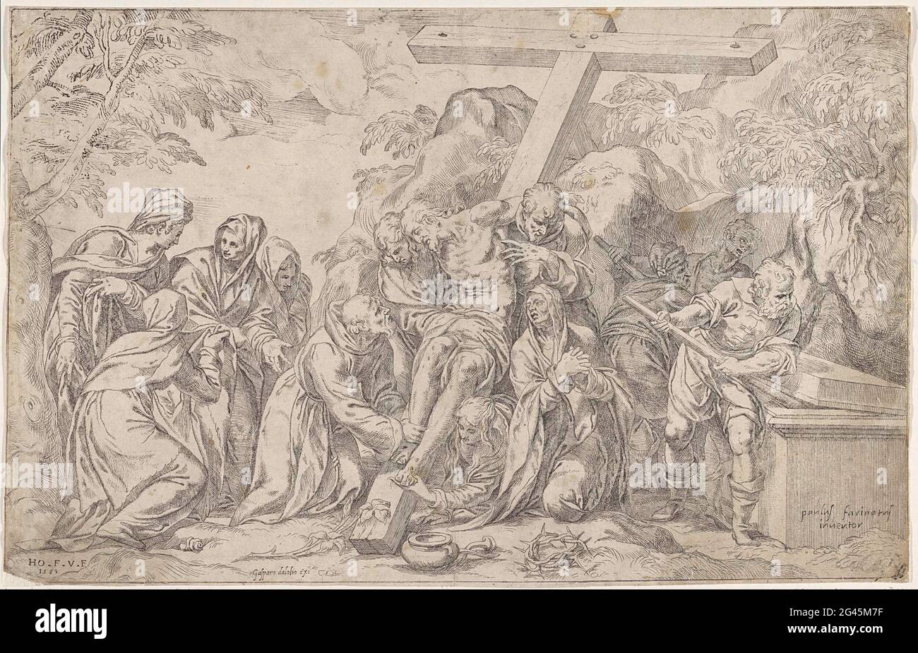 Cross out. The body of Christ is taken from the cross by John the Evangelist, Joseph of Arimatea ...