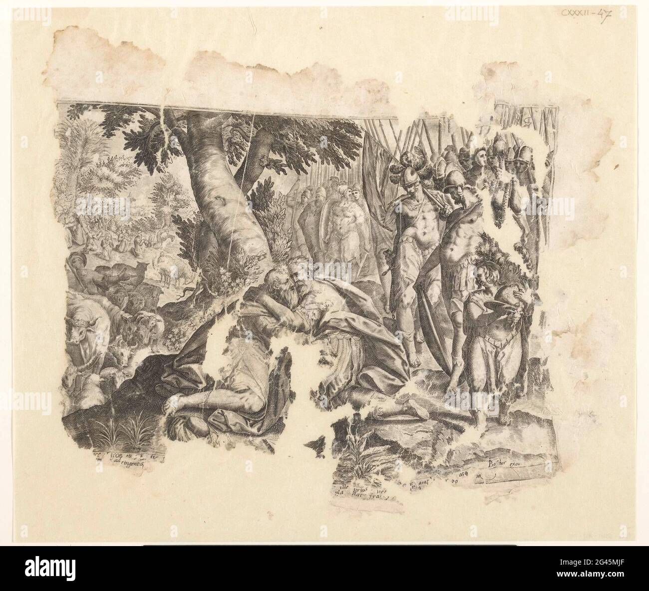 Reconciliation from Jakob and Esau. The Esau and Jacob brothers embrace ...